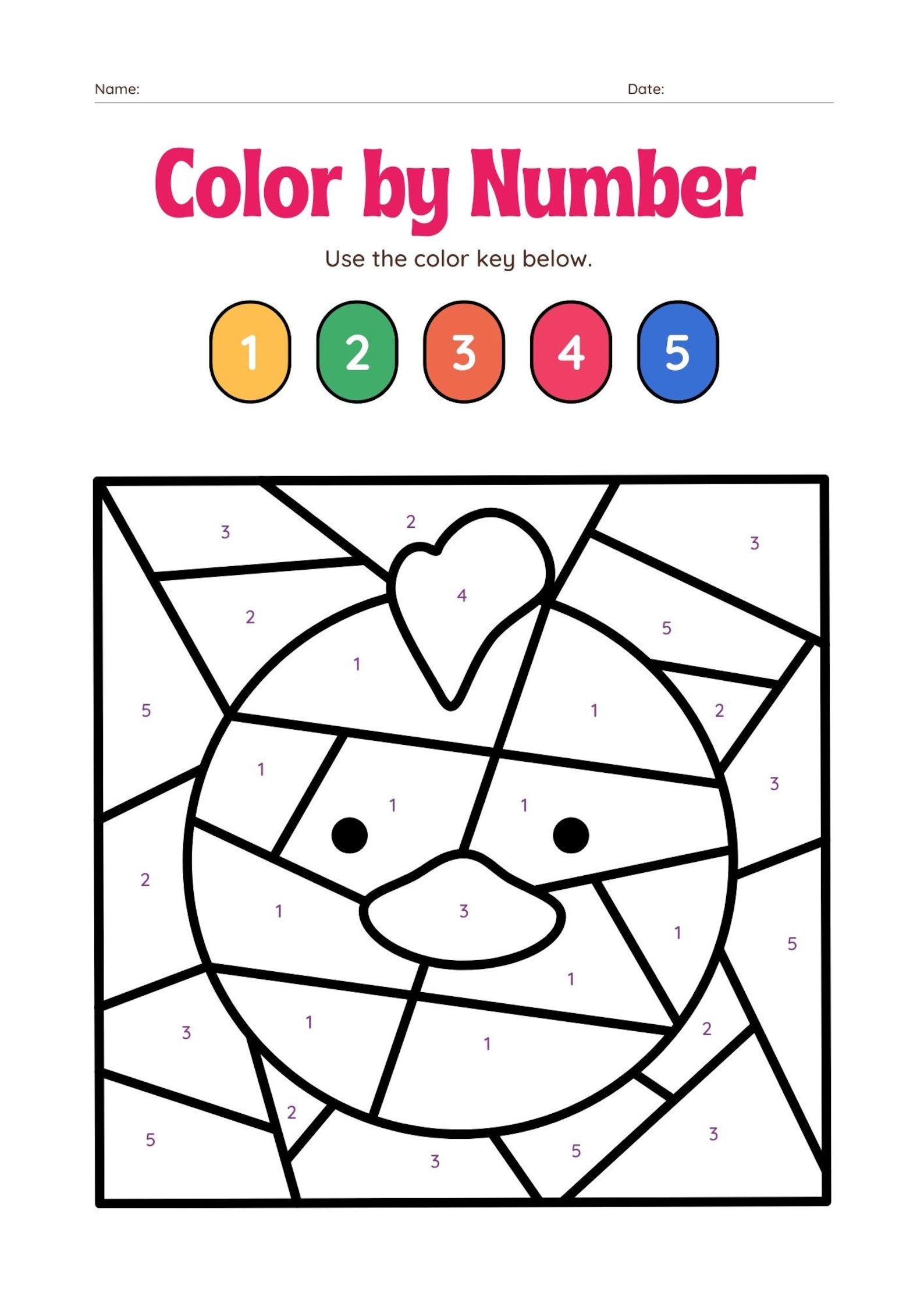 Toddler Colouring Pages by Numers Number Colouring Colouring Animals 7 ...