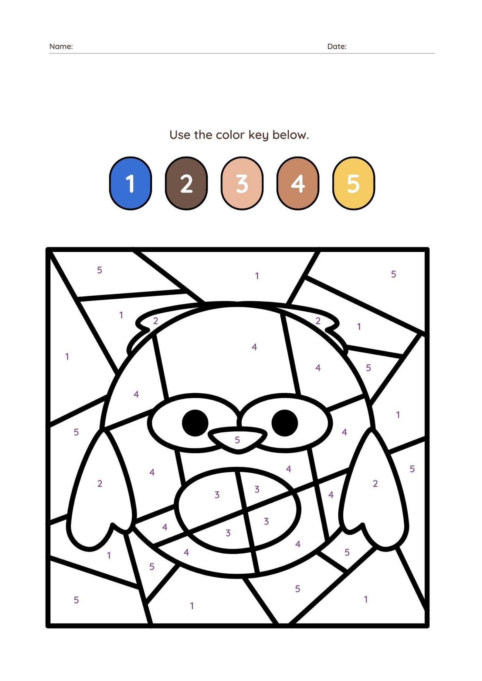 Toddler Colouring Pages by Numers Number Colouring Colouring Animals 7 ...