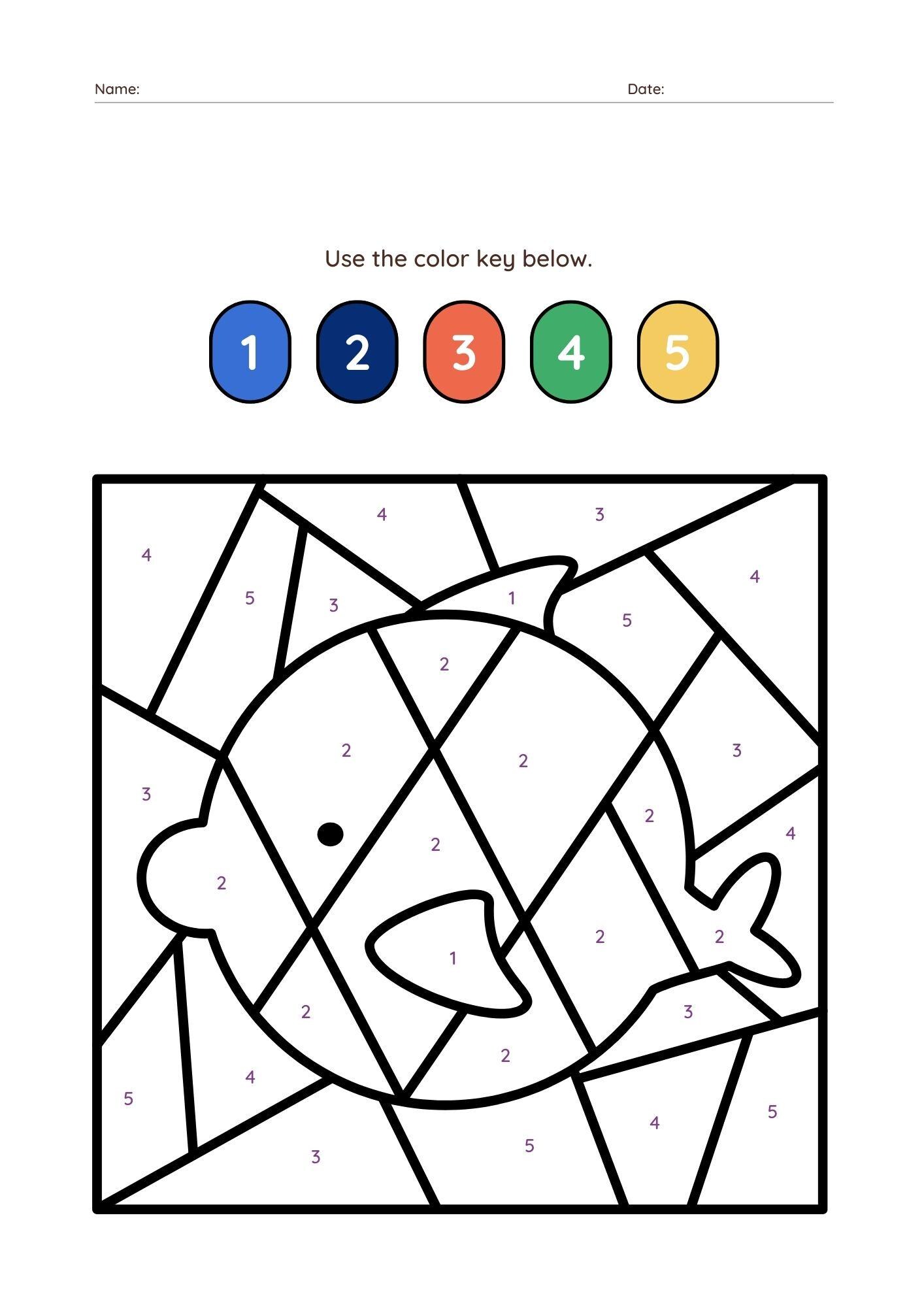 Toddler Colouring Pages by Numers Number Colouring Colouring Animals 7 ...