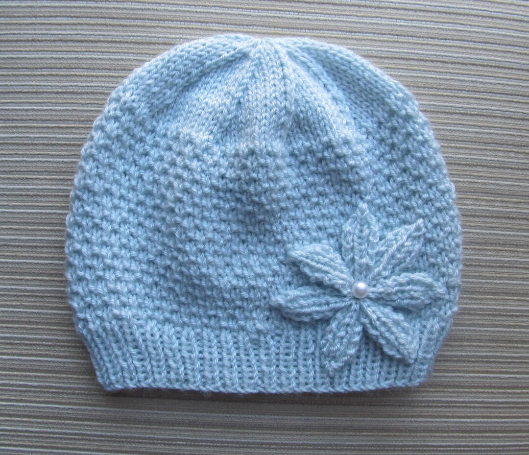 Instant Download Knitting Pattern #131 Blue Hat in Beads Stitch With a ...