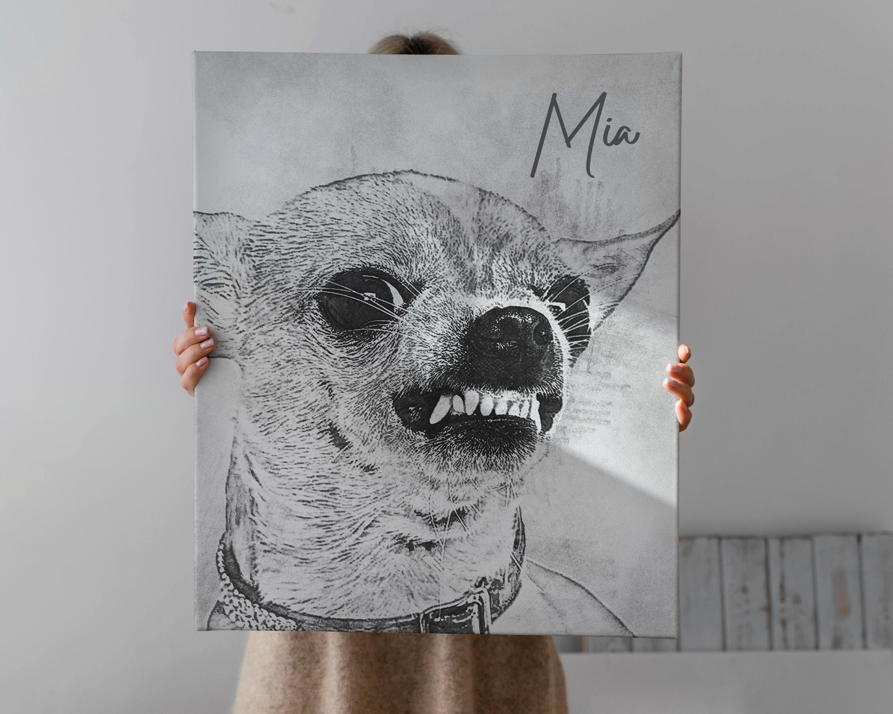 Pencil Sketch Custom Dog Portrait, Custom Dog Drawing, Custom Pet ...