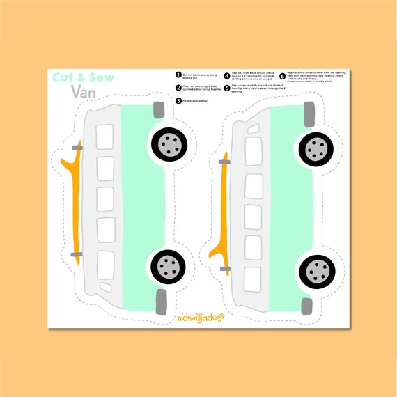 DIY Vintage Van Cut and Sew Panel, Surf Van Fabric Panel, Nursery ...