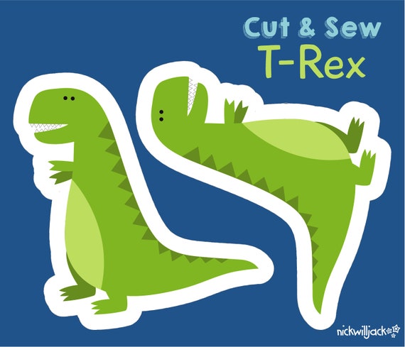 DIY T-Rex Cut and Sew Panel, Dinosaur Fabric Panel, Tyrannosaurus Rex ...