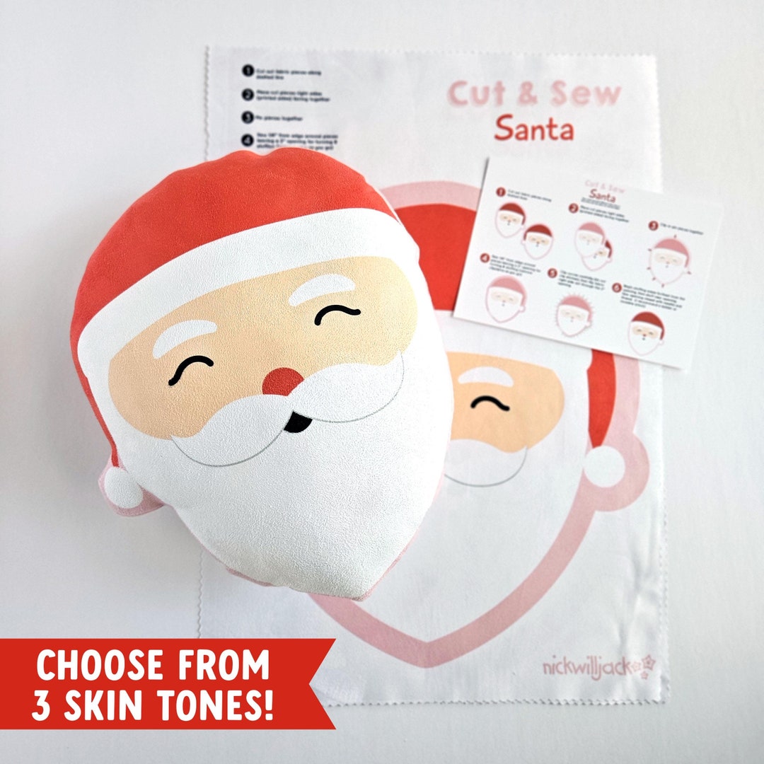 DIY Santa Sewing Kit, Cut and Sew Santa Cushion, Holiday Sewing Pattern ...