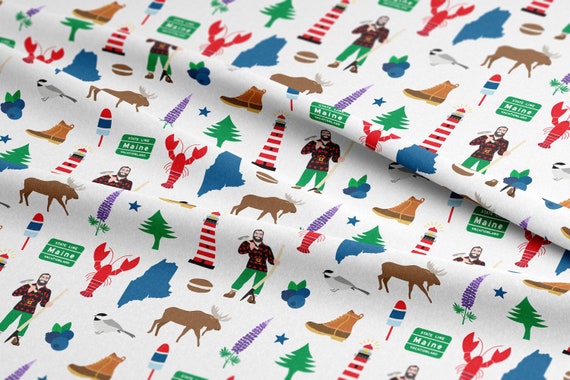 Maine Fabric -Fabric by the Yard or Fat Quarter-Quilting Cotton, Jersey ...