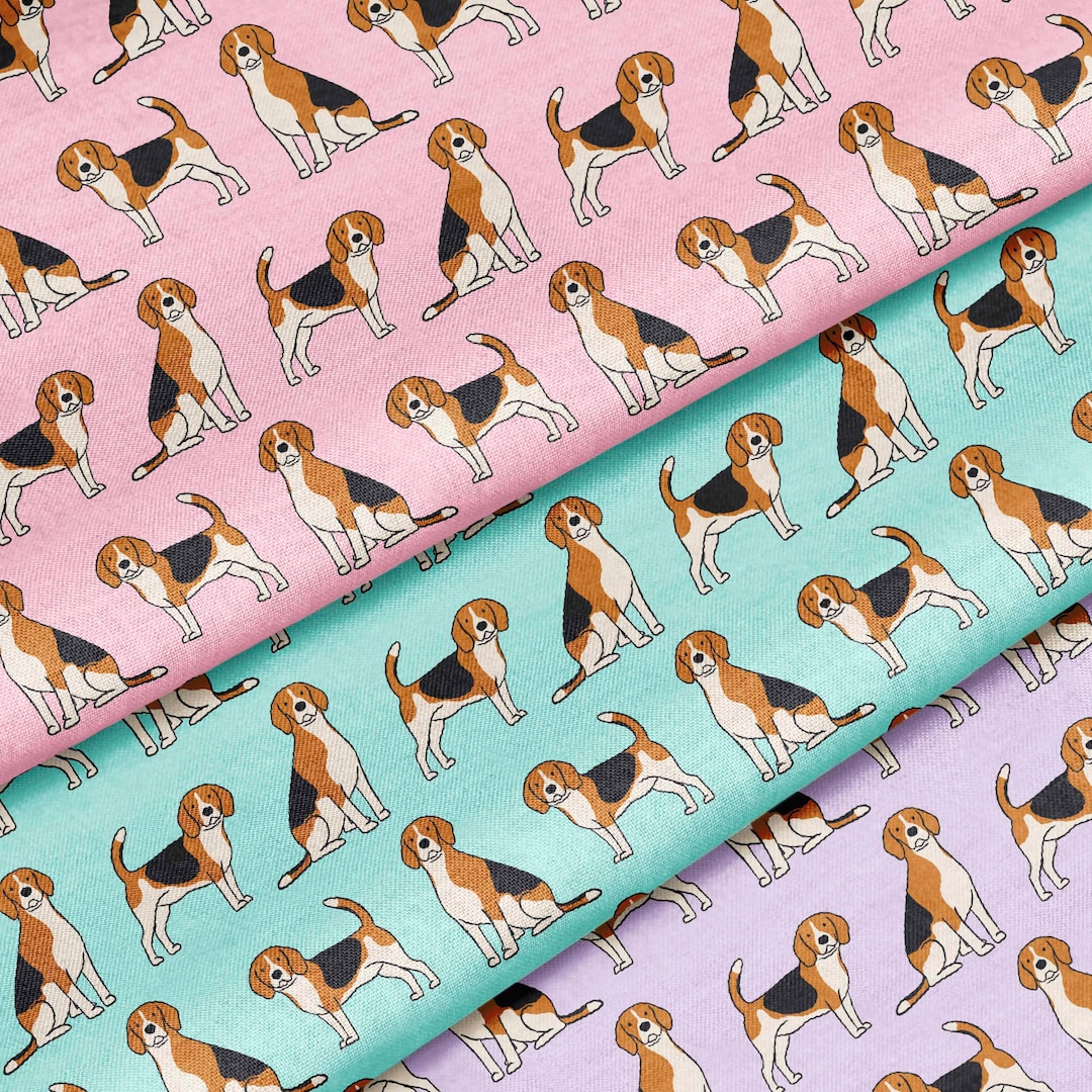 Beagle Fabric by the Yard or Fat Quarter Dog Fabric Quilting Cotton, Jersey, Minky, Organic ...
