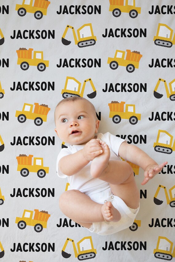Diggers and Dump Truck Blanket - Name Blanket - Personalized Baby ...