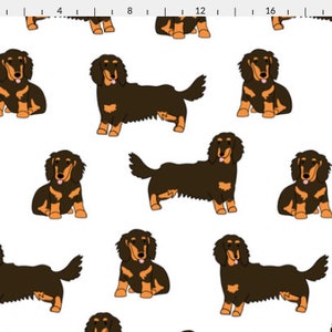 Long-haired Dachshund Fabric by the Yard or Fat Quarter Dog Fabric ...