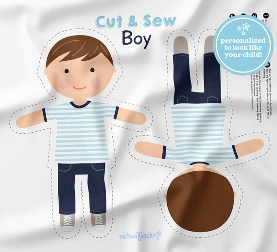 Cut and Sew Boy Doll , Custom Doll Fabric Panel, Boy Doll Fabric ...