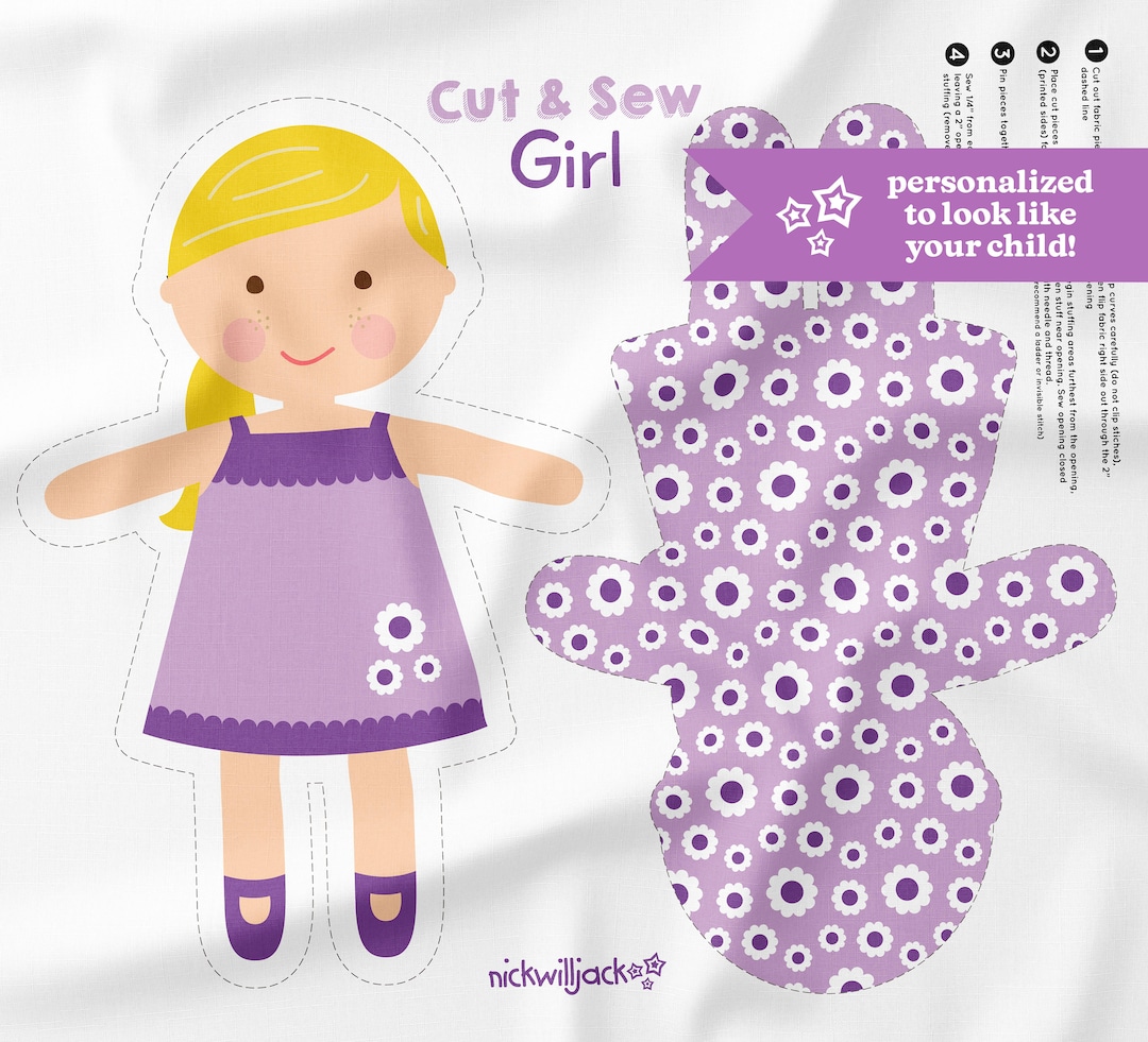 Custom Doll Cut and Sew Panel, Custom Doll Fabric Panel, Doll Fabric ...