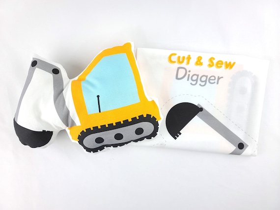 DIY Construction Digger Cut and Sew Panel, Excavator Fabric Panel ...