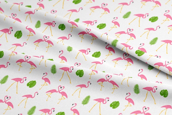 Flamingos Fabric by the Yard or Fat Quarter - Quilting Cotton, Jersey ...