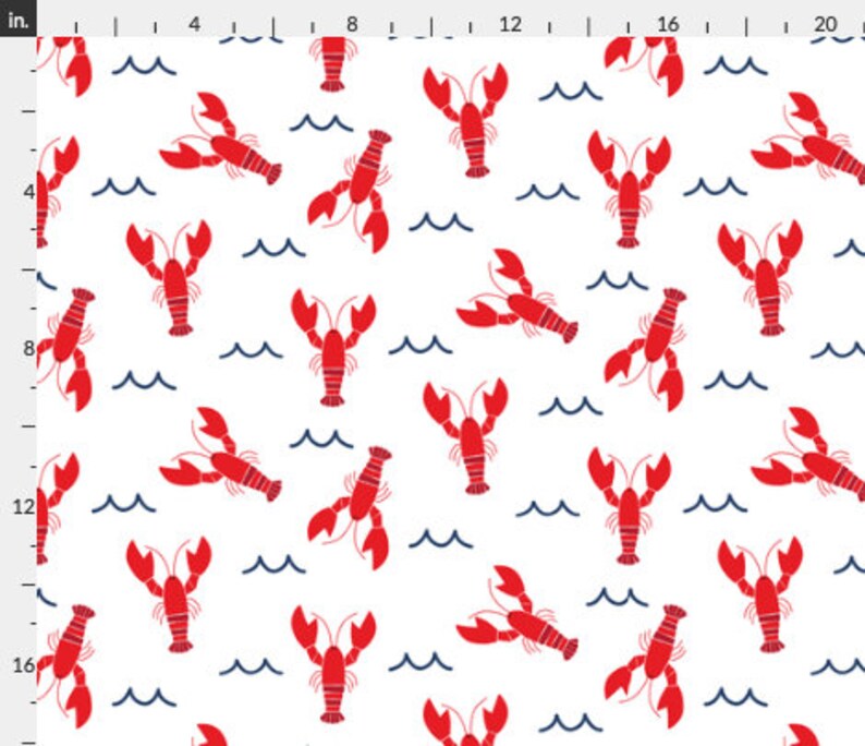 Lobster Fabric Scattered Lobster Fabric Coastal Fabric - Etsy
