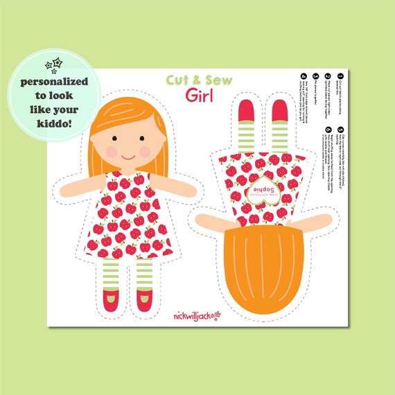 Custom Doll Cut and Sew Panel, Custom Doll Fabric Panel, Doll Fabric ...