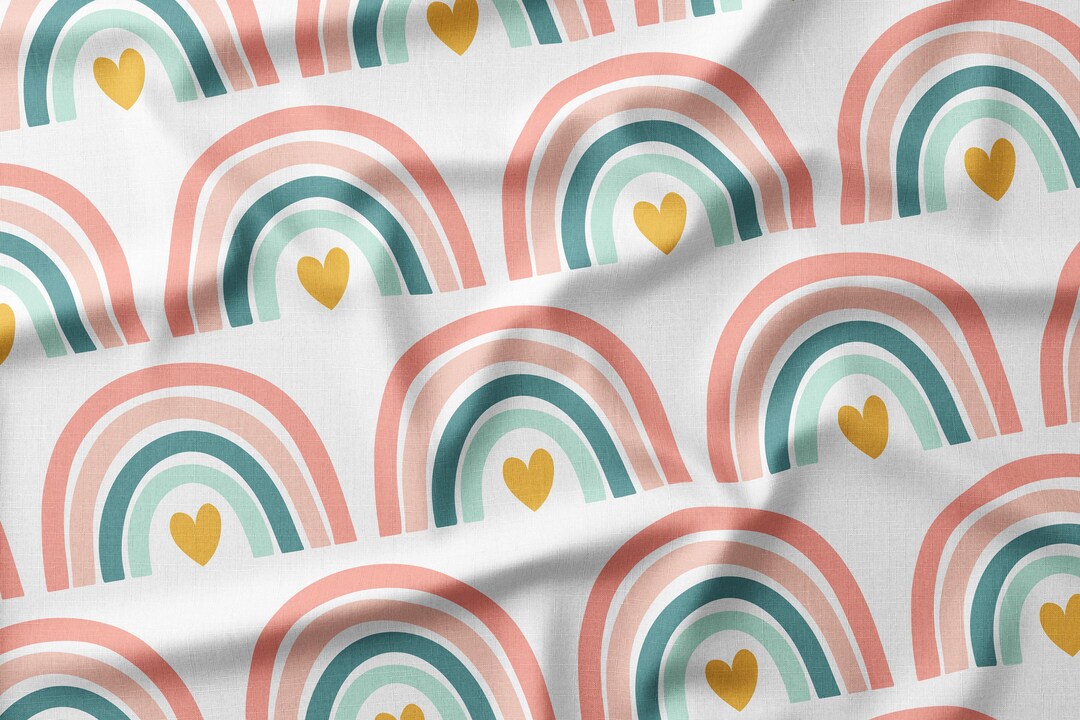 Boho Rainbow Pastel Fabric Fabric by the Yard or Fat Quarter Rainbow ...