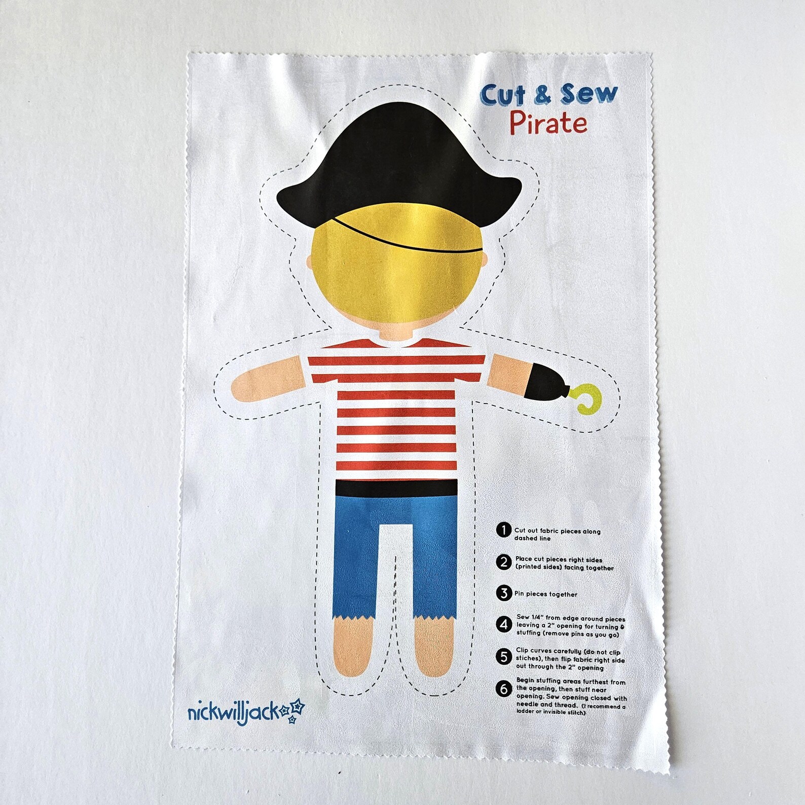 Cut and Sew Pirate Doll , Custom Doll Sewing Kit, DIY Pirate Boy Doll ...