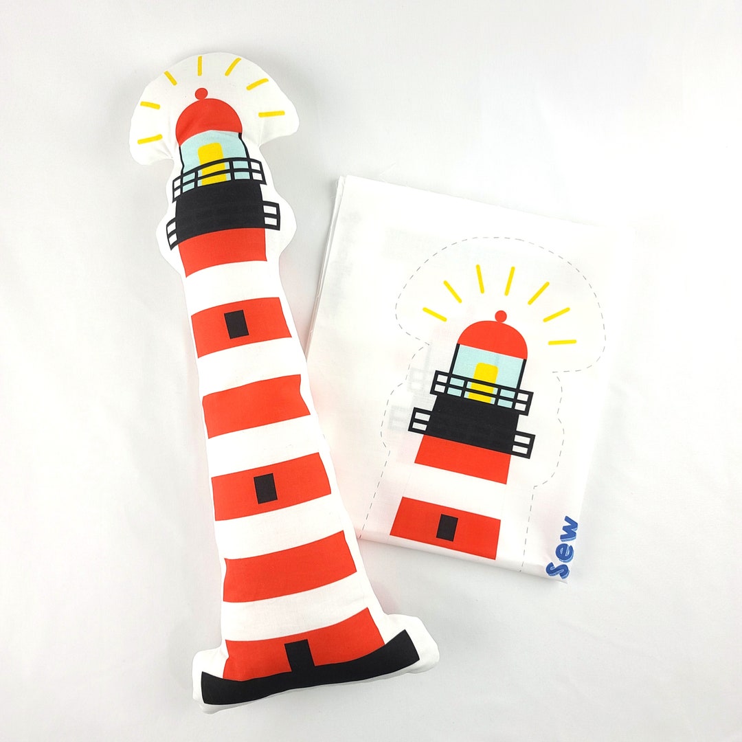 DIY Maine Lighthouse Cut and Sew Panel, Fabric Panel, Nursery Cushion ...