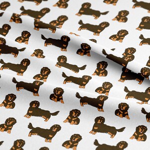Long-haired Dachshund Fabric by the Yard or Fat Quarter Dog Fabric ...