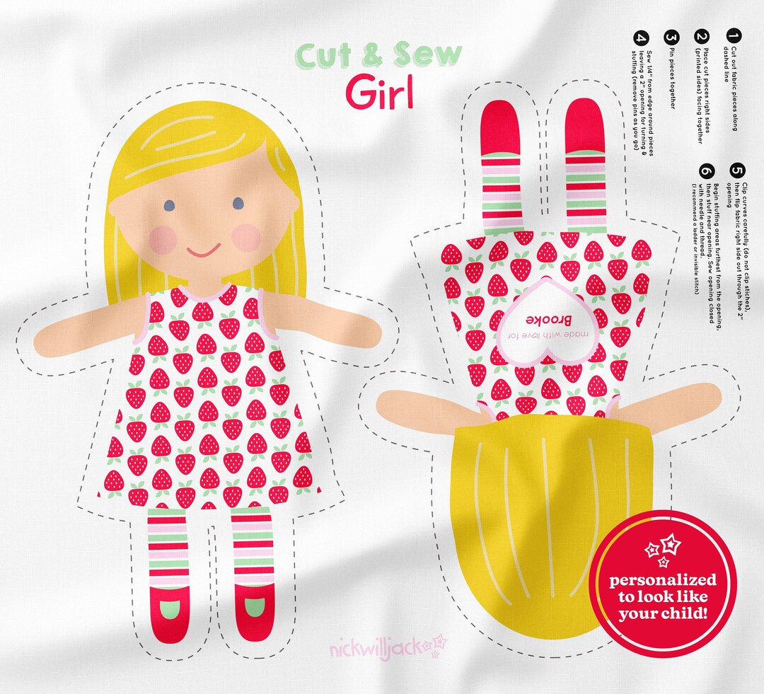 Custom Doll Cut and Sew Panel Custom Doll Fabric Panel Doll - Etsy