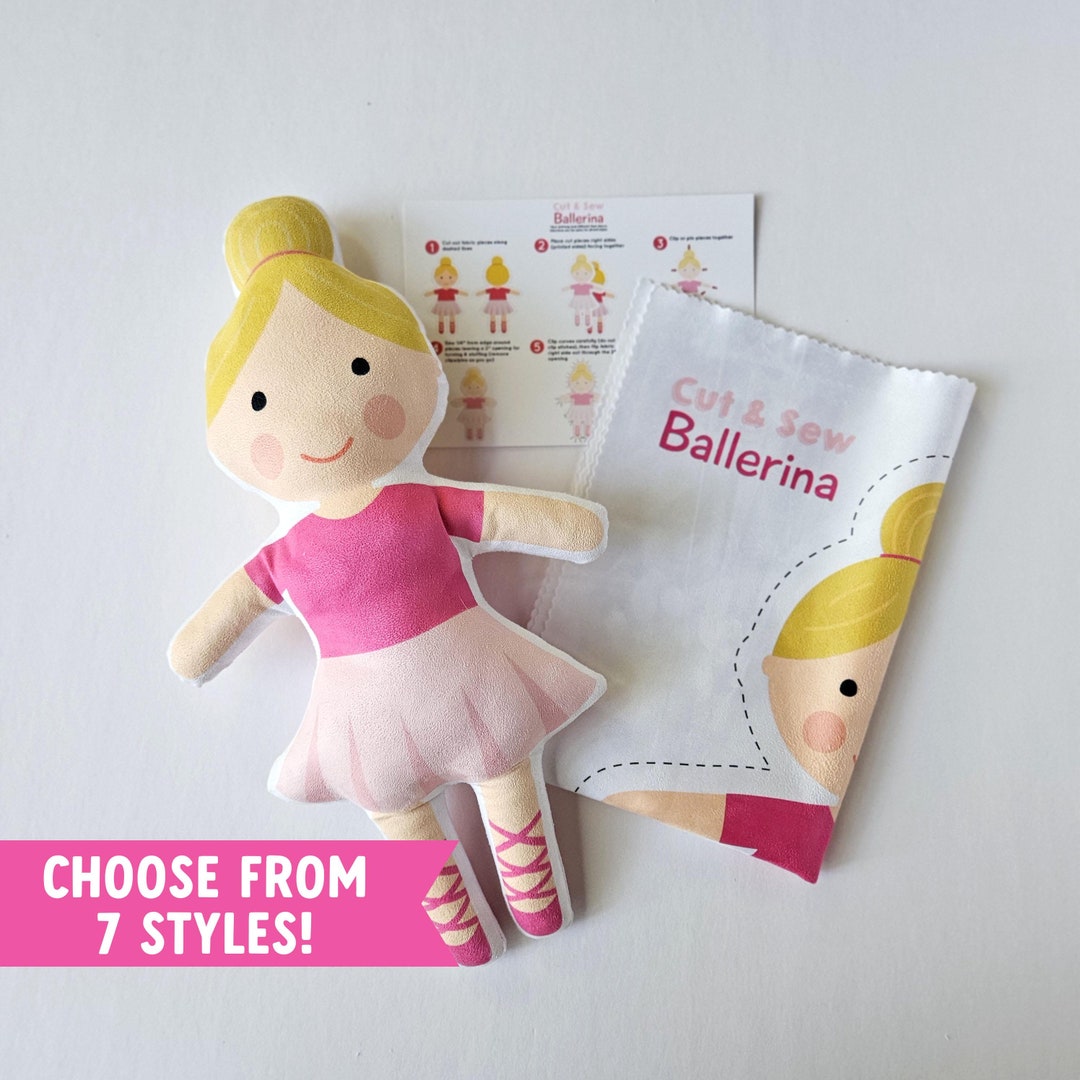 DIY Ballerina Doll Sewing Kit, Ballerina Cut and Sew Panel, Custom Doll ...