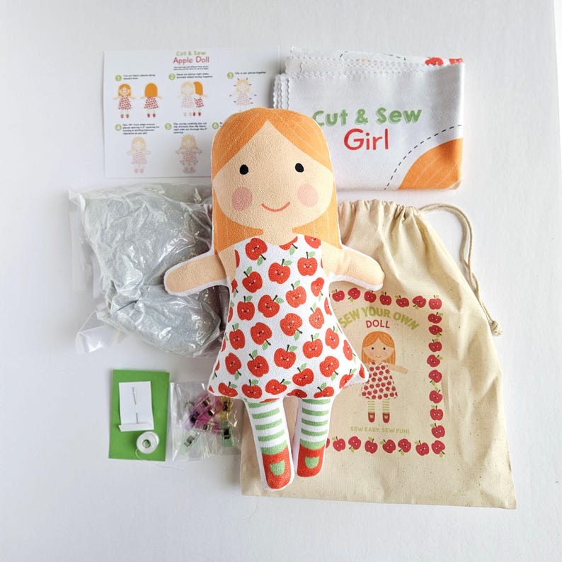 Custom Doll Making Kit for Kids, Beginner Sewing Doll Fabric Panel ...