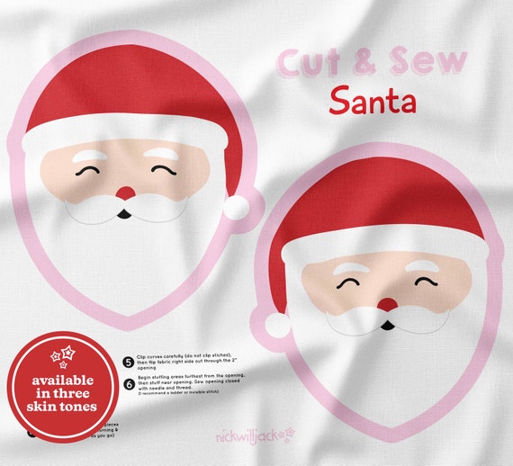 Santa Fabric Panel, Cut and Sew Santa Cushion, Holiday Sewing Pattern ...