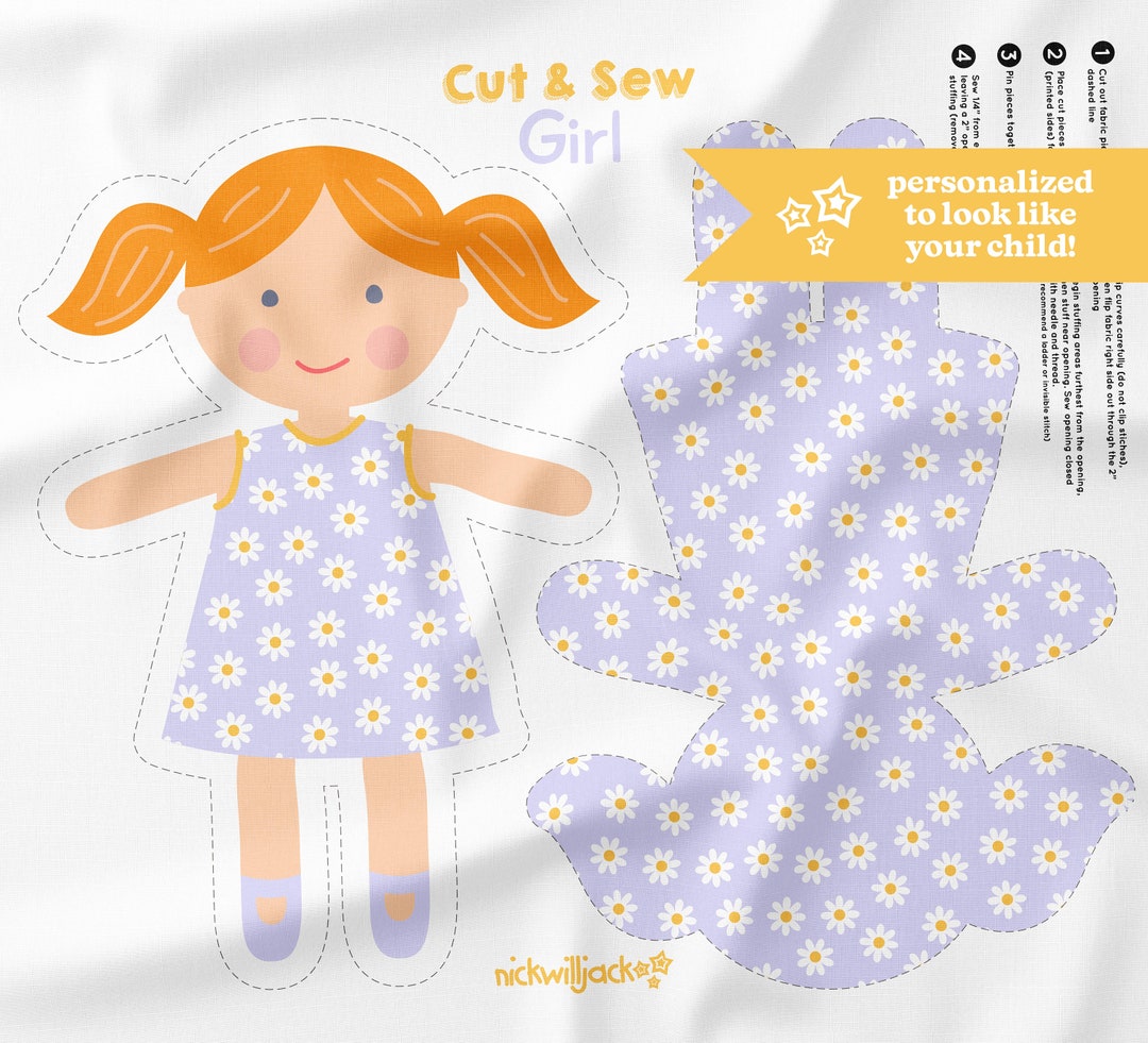 Custom Doll Cut and Sew Panel, Custom Doll Fabric Panel, Doll Fabric ...