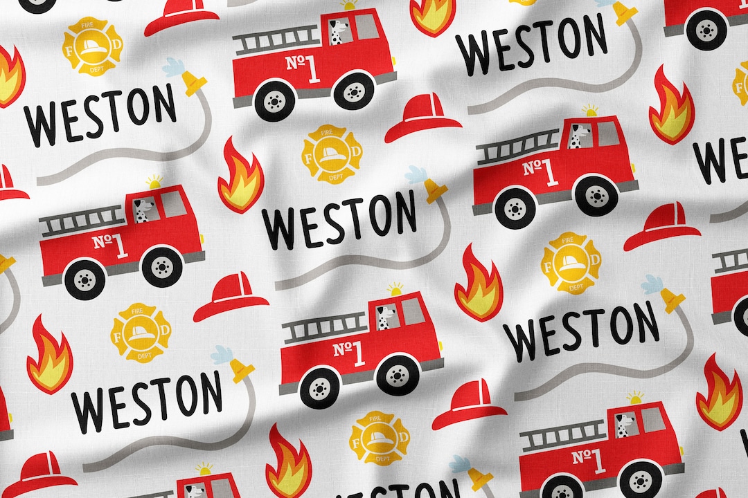 Personalized Fire Truck Fabric - Etsy