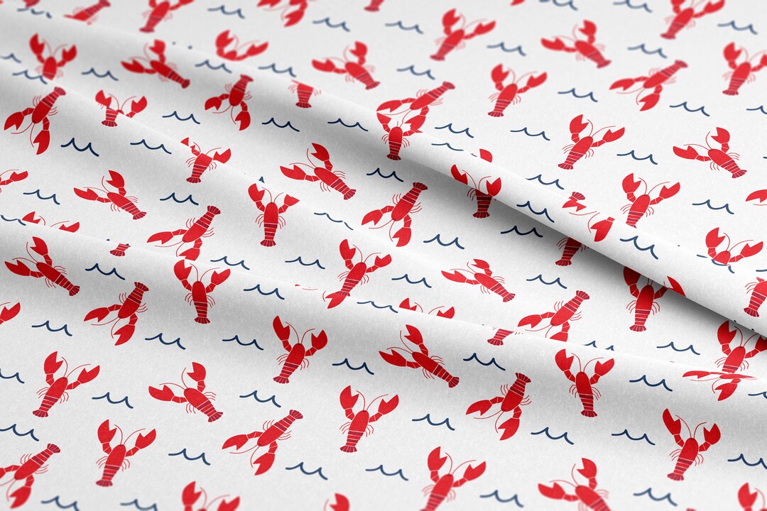 Lobster Fabric Scattered Lobster Fabric Coastal Fabric fabric by the ...