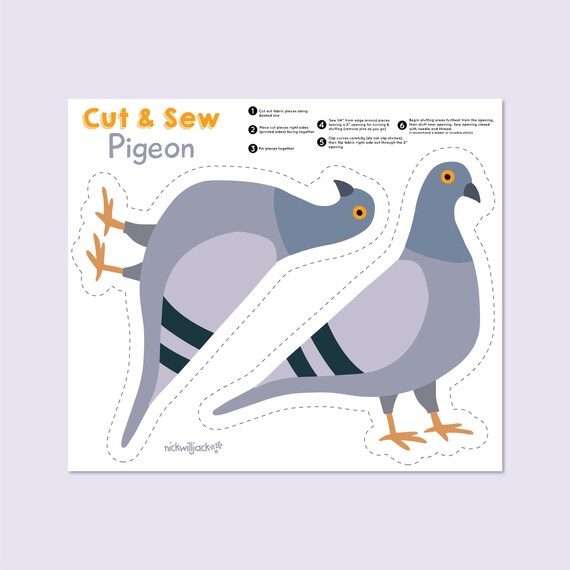 New York Pigeon Cut and Sew Panel, Pigeon Fabric Panel, Pigeon Nursery ...