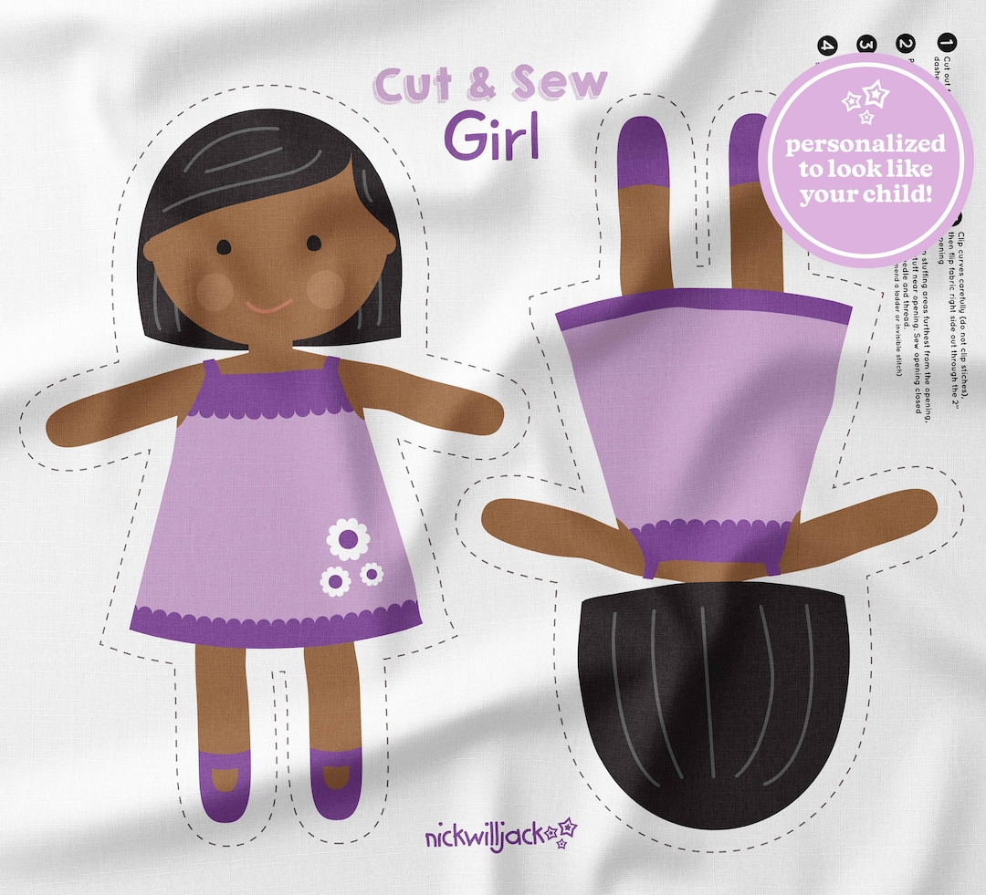 Custom Doll Cut And Sew Panel Custom Doll Fabric Panel Doll Fabric Pattern Flower Dress Doll