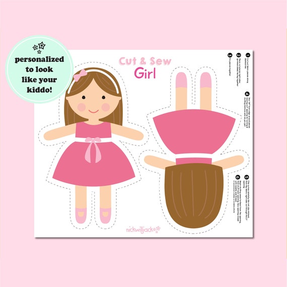 Personalized Doll Panel, Custom Doll Fabric Panel, Cloth Doll Pattern ...