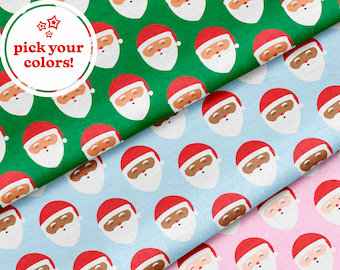 Vintage Santas on Pink Fabric Hi Santa Light Pink New Small Size ...