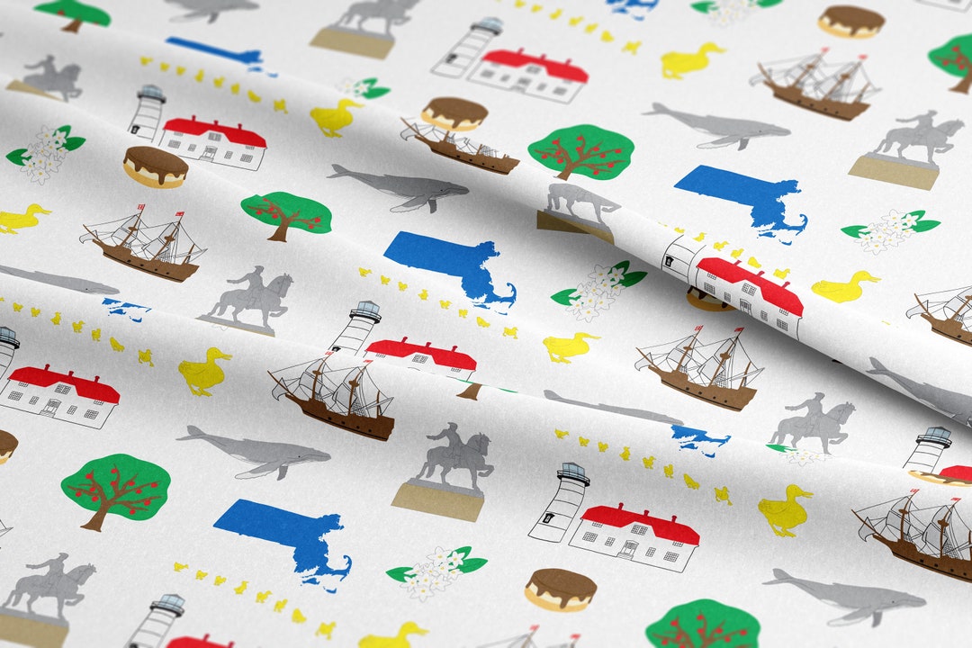Massachusetts Fabric - MA Fabric by the Yard or Fat Quarter - Quilting ...