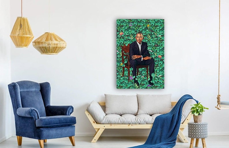 Kehinde Wiley Portrait of Barack Obama Painting Art Canvas Print Wall ...