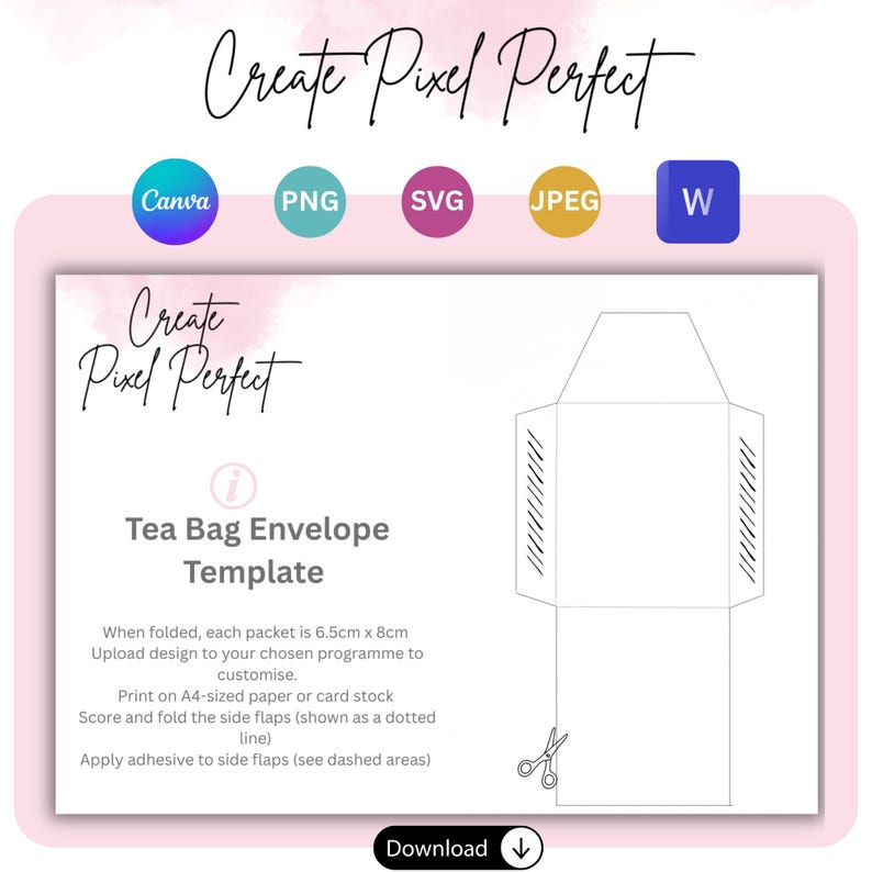 Printable Tea Bag Envelope Template | DIY Party Favor (digital Download ...