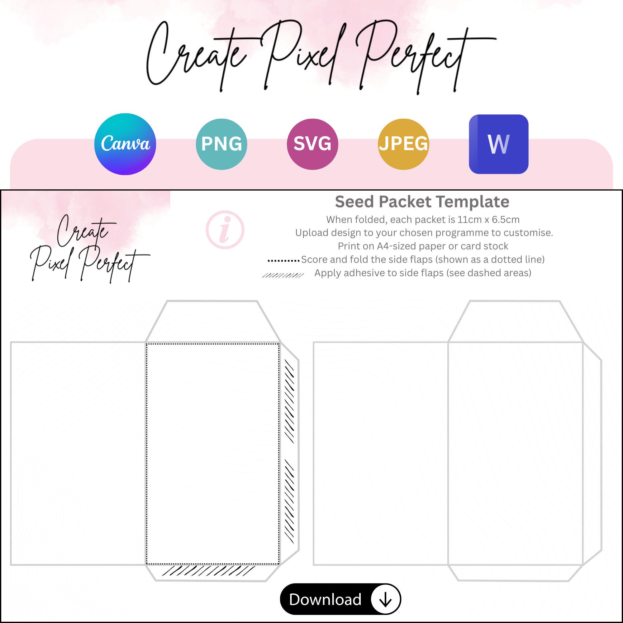 Printable Seed Packet | Seed Envelope Template| Blank Template | Print ...