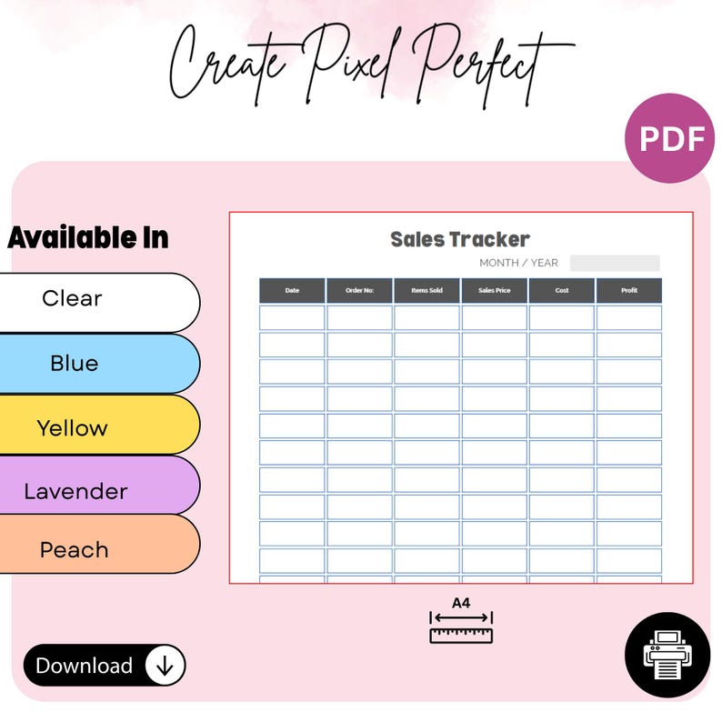 A4 Sales Tracker Template, Printable Business Account Sheet (PDF) - Etsy