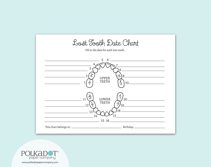 Lost Tooth Record Keepsake Chart - Etsy