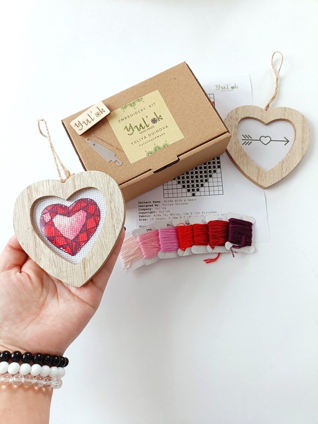 DIY Wood Birthstone Heart Cross Stitch KIT for Beginners - Easy Hand ...