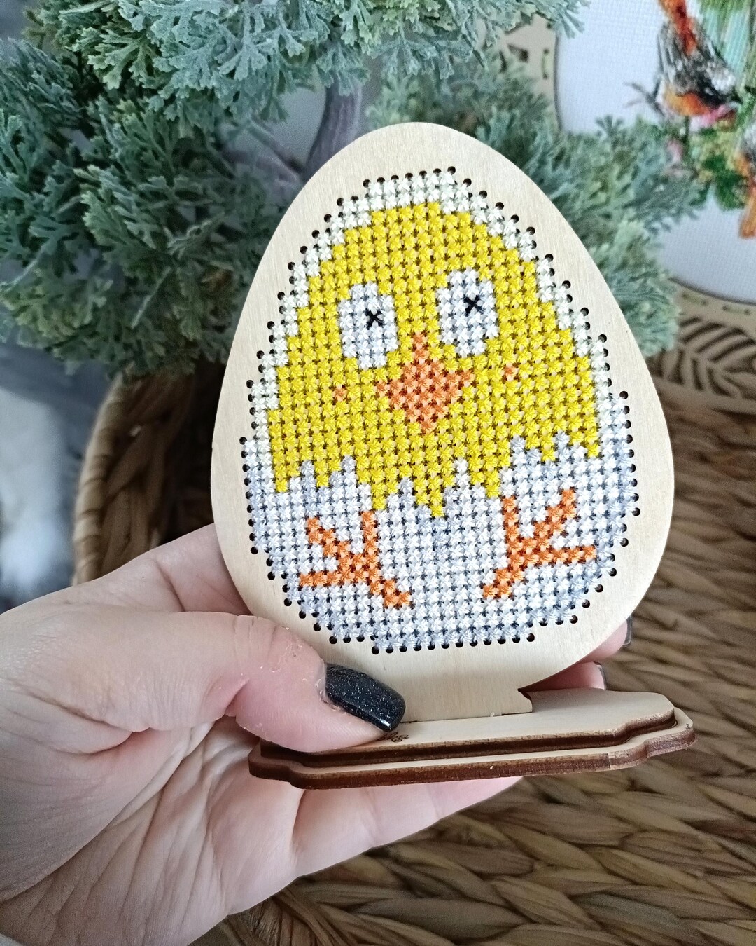 Easter Egg Cross Stitch Simple PATTERN - Cute Chicken Hand Embroidery ...