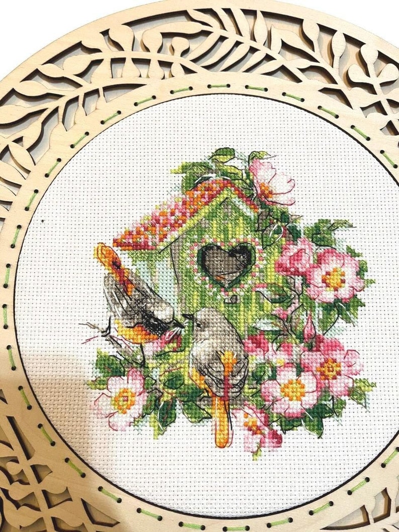 Cute Birdhouse Cross Stitch PATTERN for Beginner - DIY Birds and ...