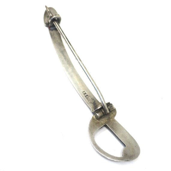 Antique Victorian Sterling Silver Sword Pin Brooch - Gem