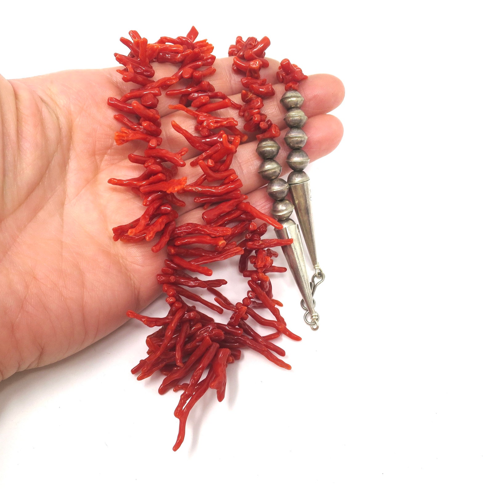 Vintage Native American Red Branch Mediterranean Red Coral Necklace - Etsy
