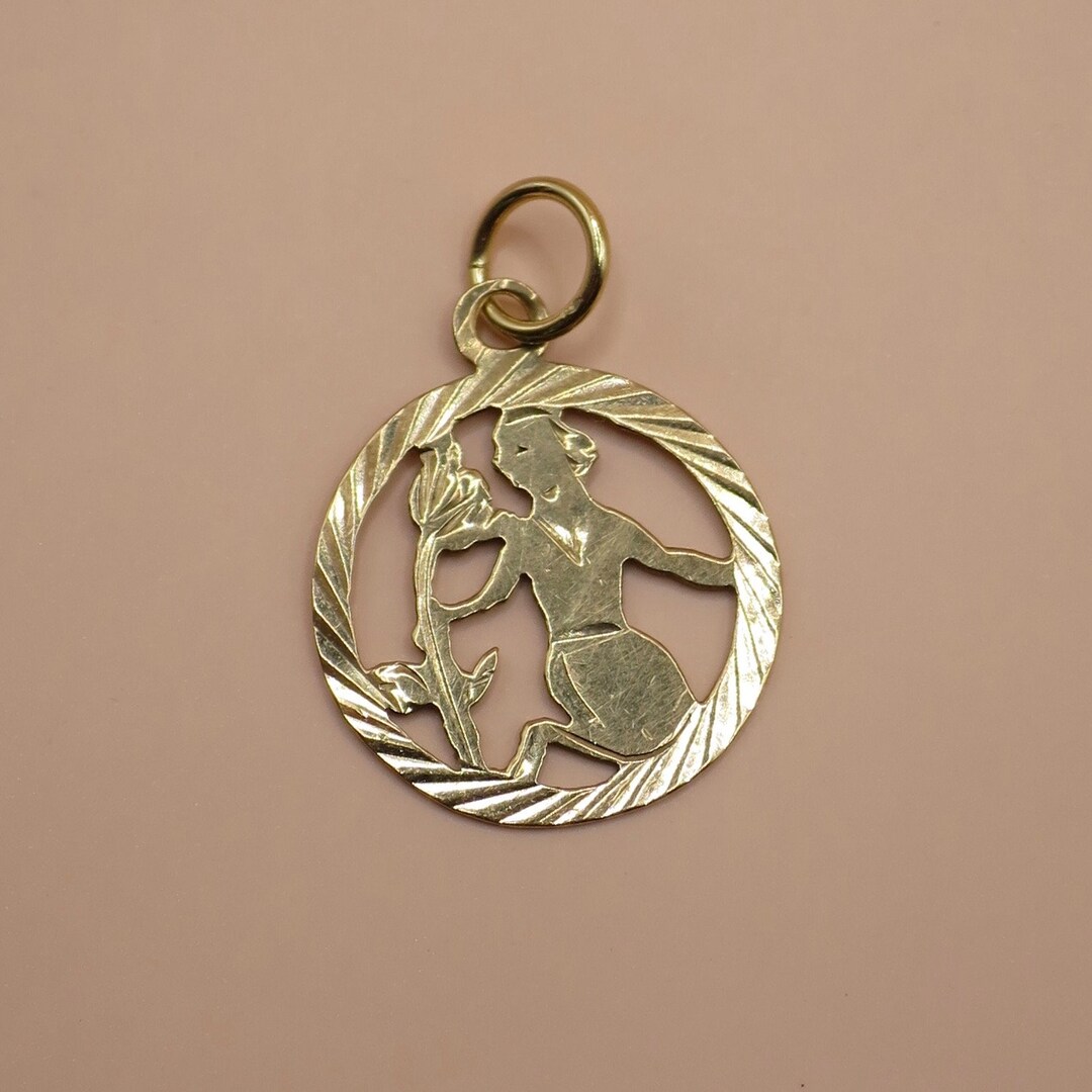 Vintage 1988 Birmingham 9ct Gold Virgo Zodiac Charm Pendant - Etsy