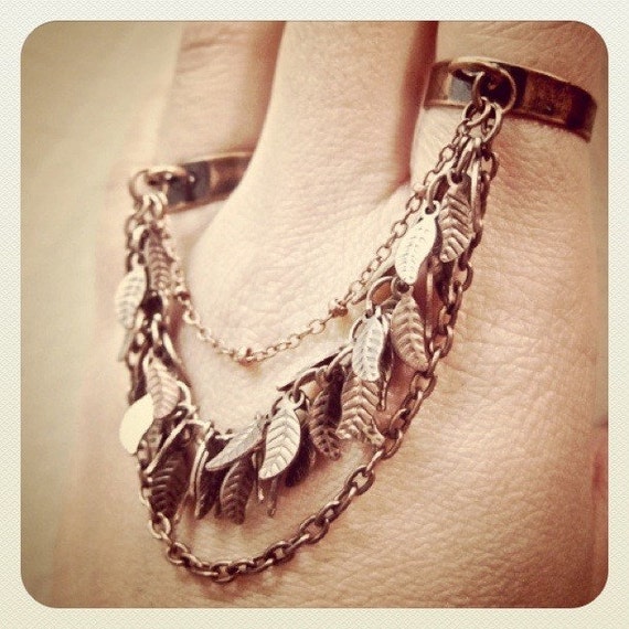 Items similar to GRECIAN - double 2 finger chain rings - Soldered ...