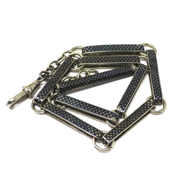 Antique Victorian 800 Niello Silver Checkerboard Patt… - Gem