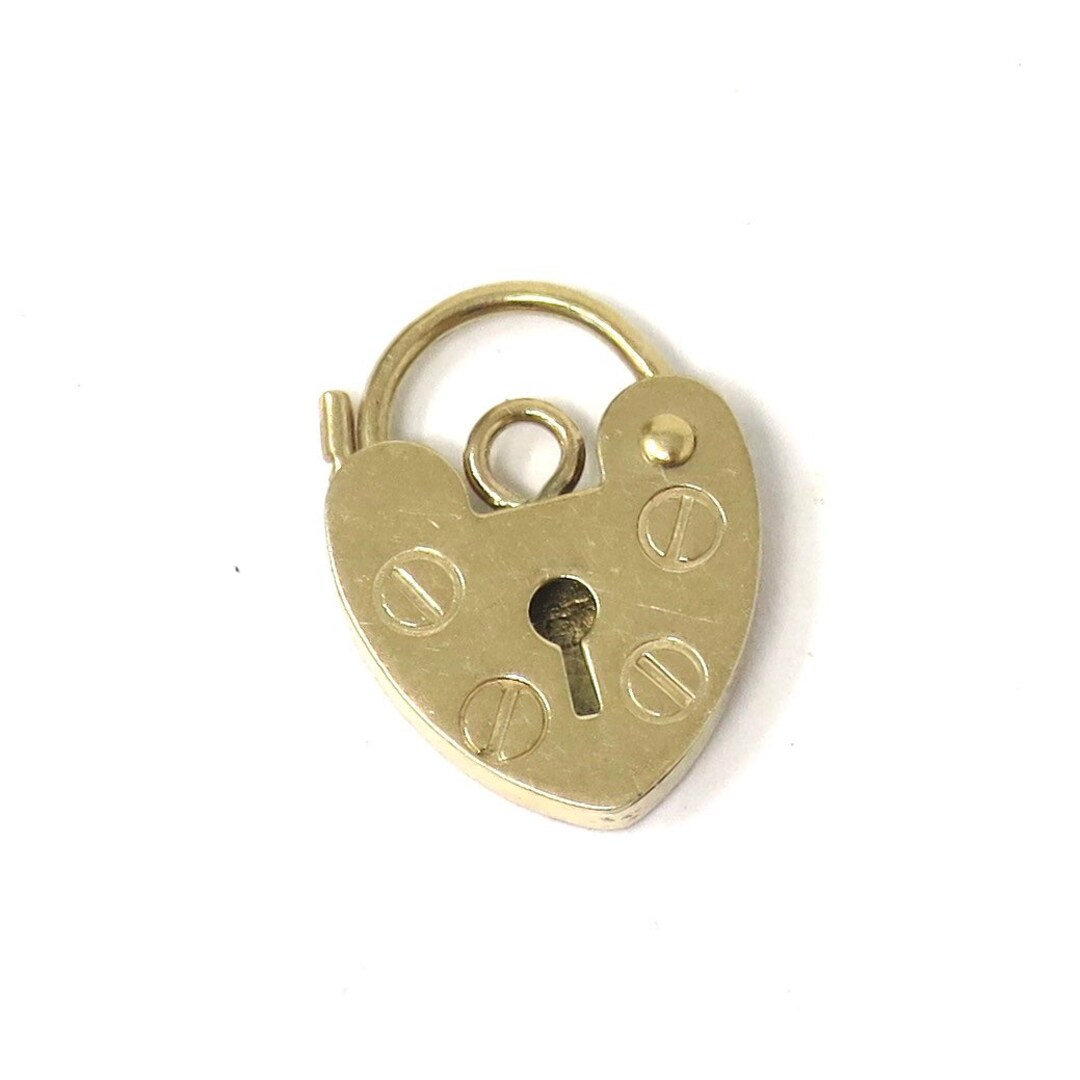 Small Vintage 1980s 9ct Yellow Gold Padlock Bracelet Fastener or Charm ...