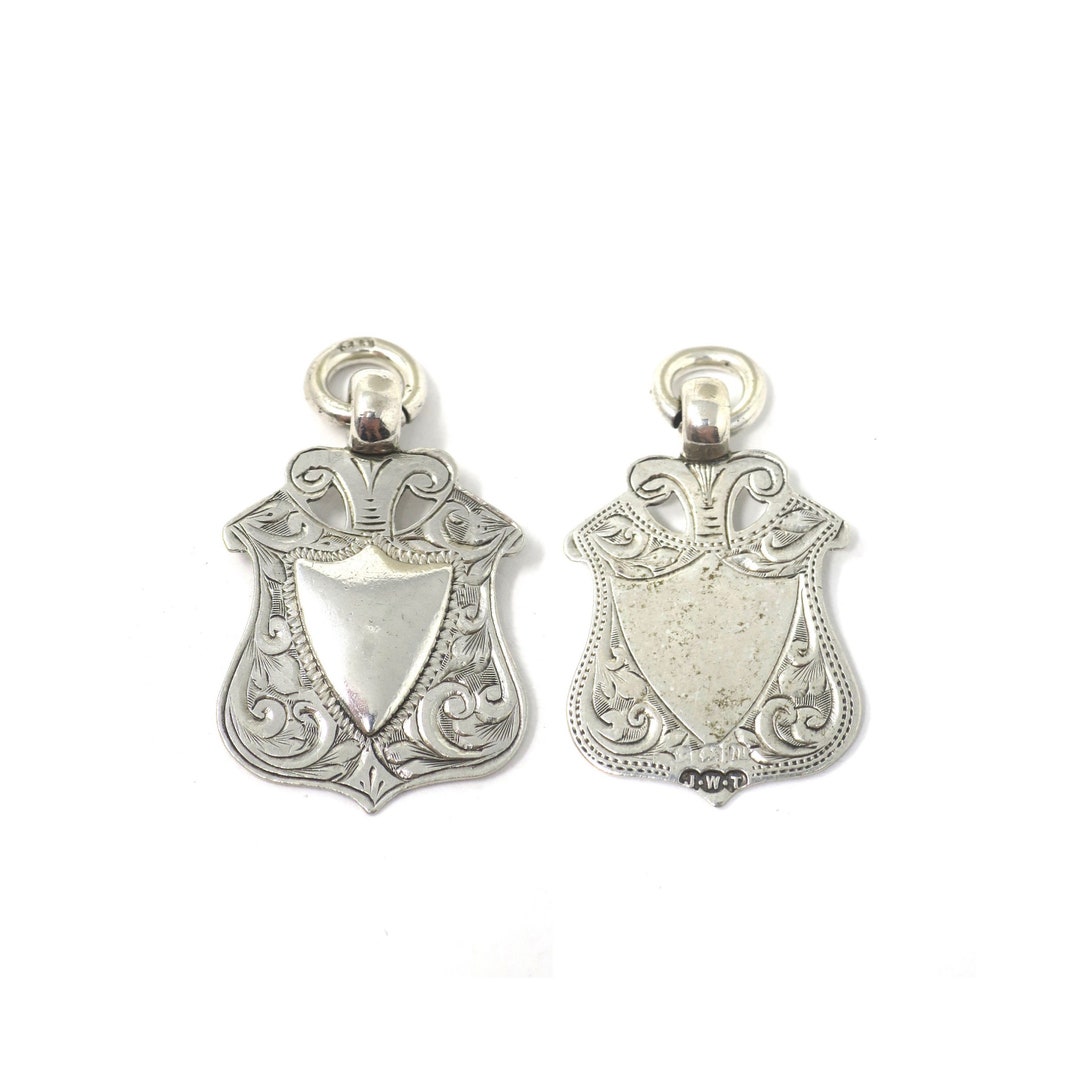 1911 Double Sided Edwardian Birmingham Engraved Sterling Silver ...