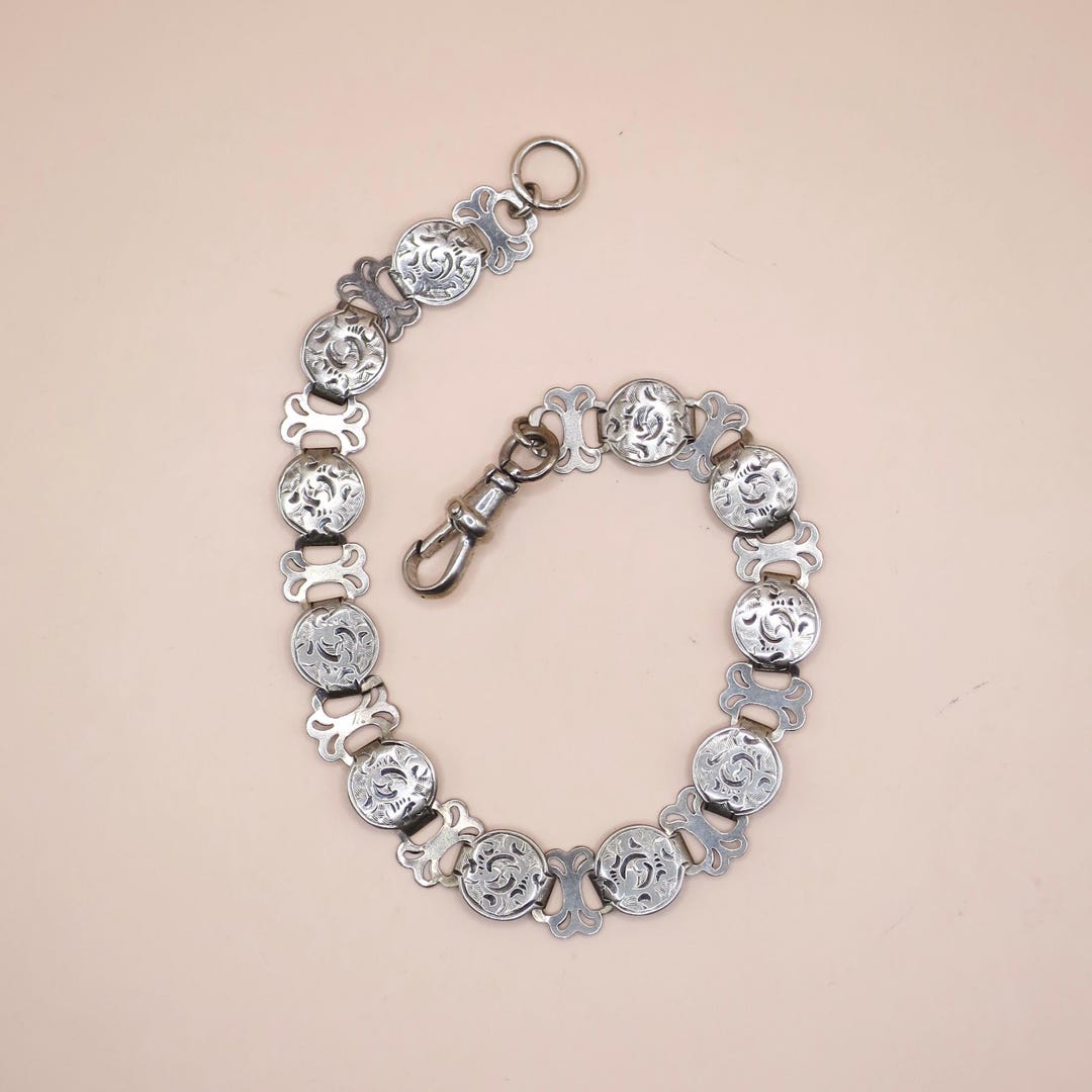 Antique Victorian Book Chain Sterling Silver Chain Bracelet - Etsy